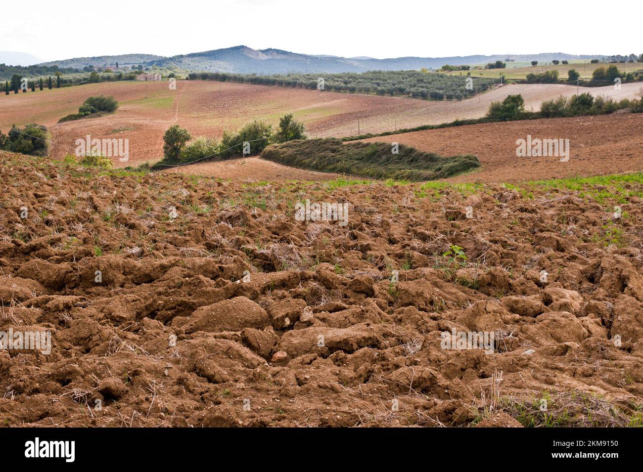 A scenic shot of farm landscape with soil ready for farming Stock Photo ...