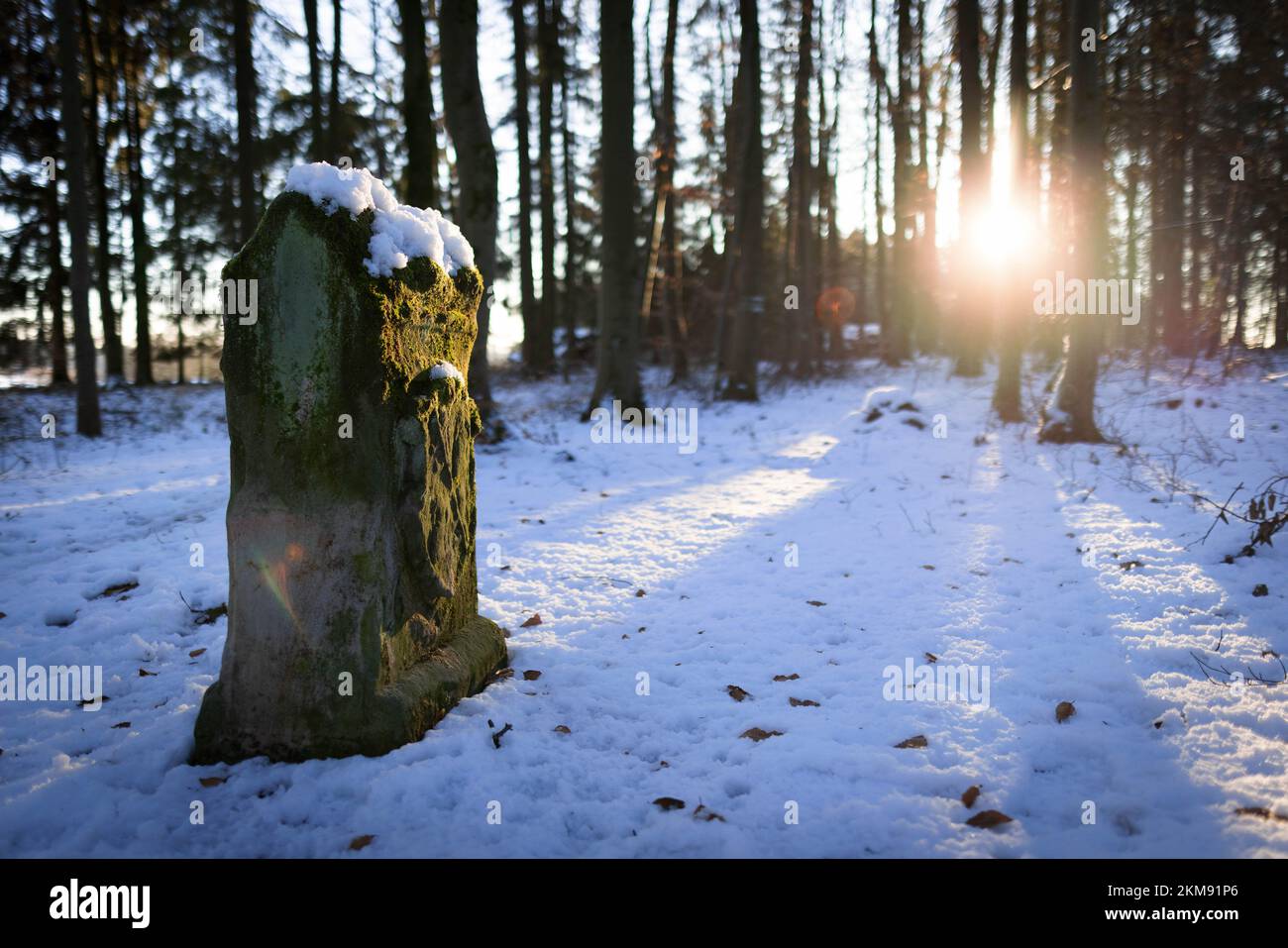 Ancient border stone in Germany (Fraischgrenze, Fraischgrenzstein ...