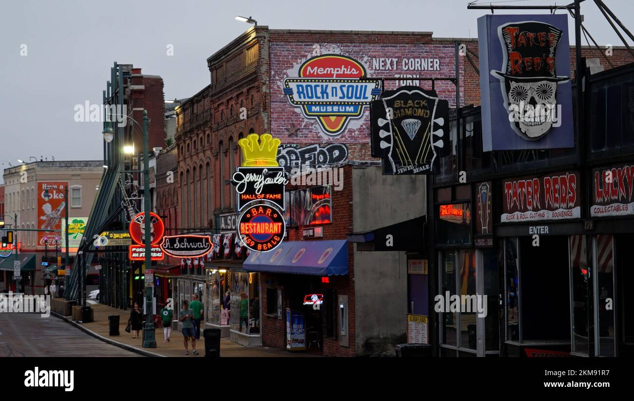 Famous Beale Street in Memphis- the home of Blues and Rock Music ...