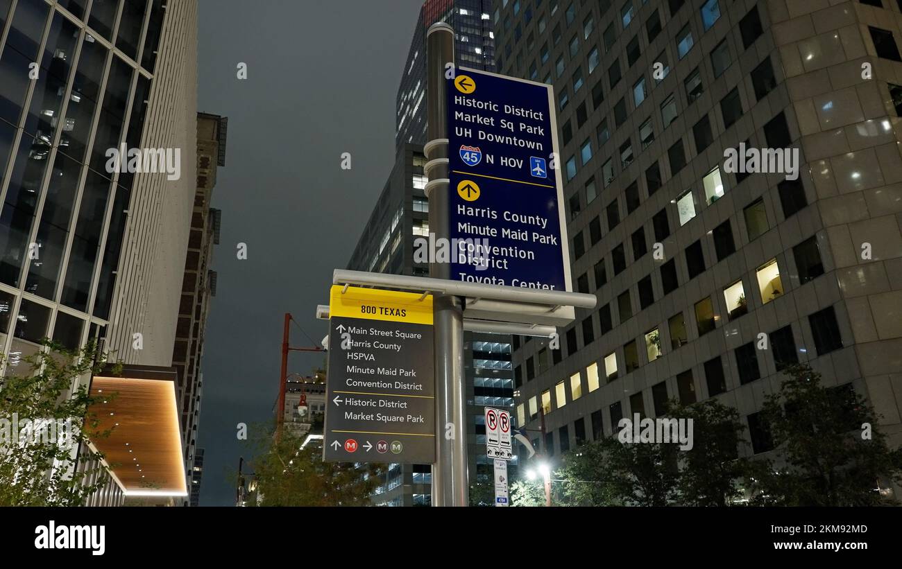 Direction signs in Downtown Houston - HOUSTON, UNITED STATES - NOVEMBER ...
