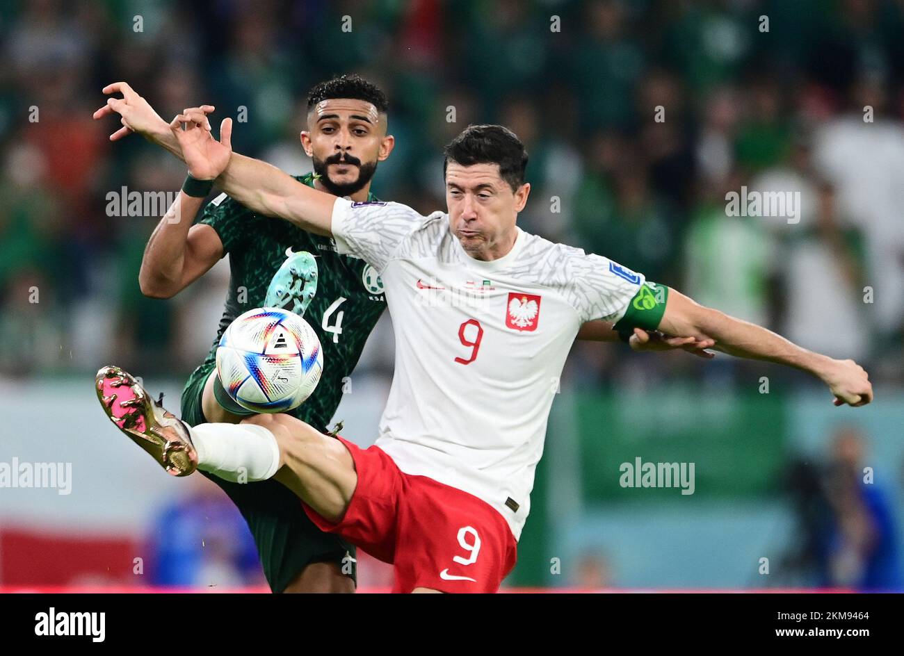 Al Rayyan, Qatar. 26th Nov, 2022. v.l. Abdulelah Al-Amri, Robert Lewandowski (Polen)Al Rayyan ...
