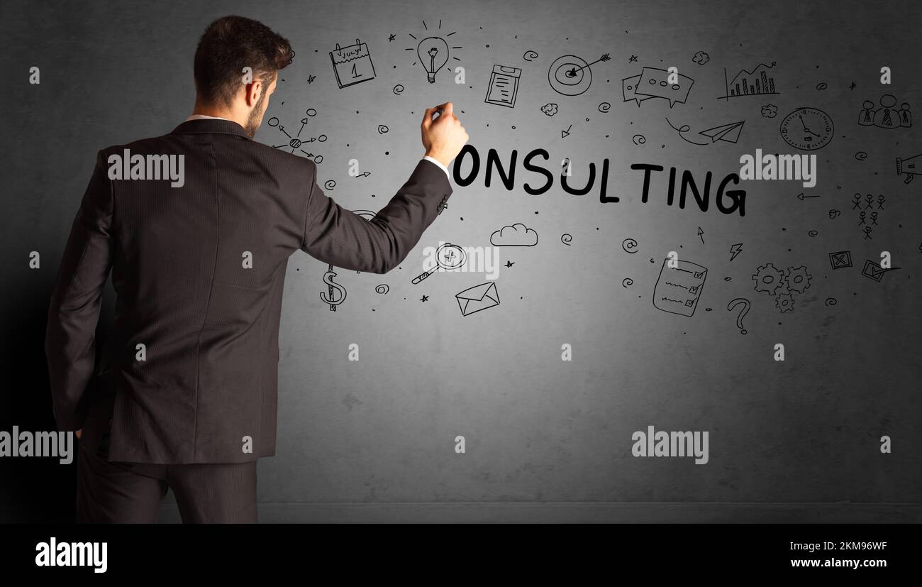 businessman drawing a creative idea sketch Stock Photo - Alamy