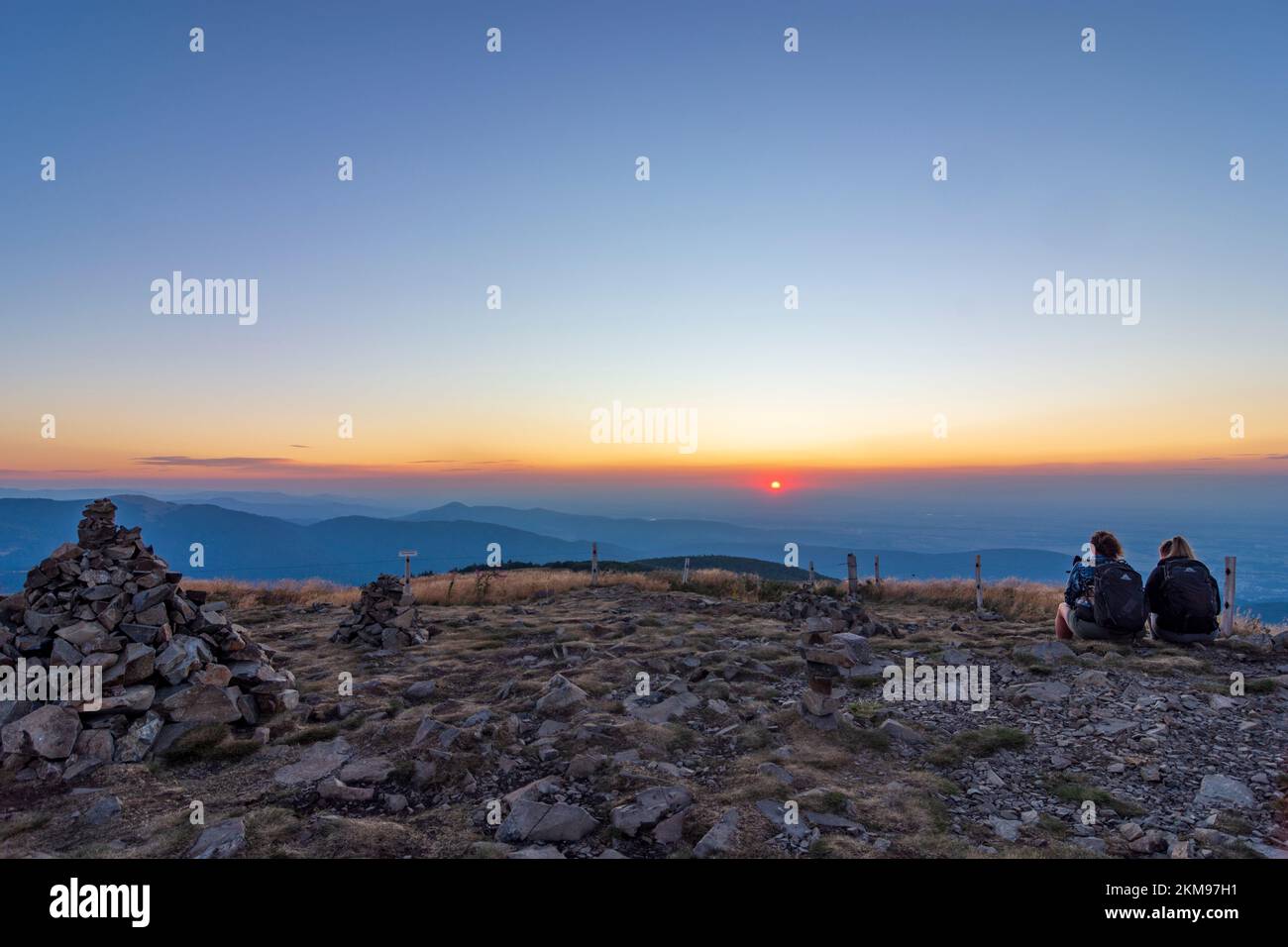 Vosges (Vogesen) Mountains: sunrise on mountain Grand Ballon (Großer ...