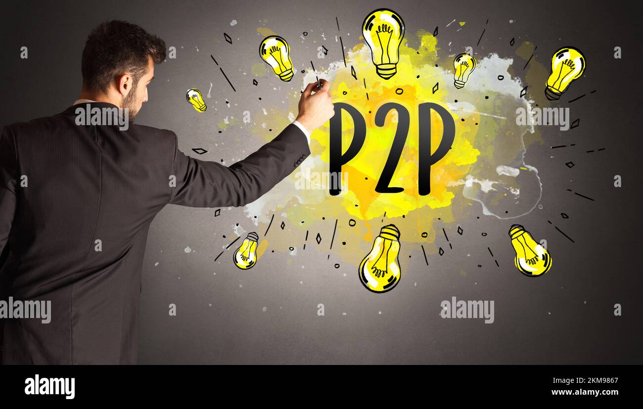 man drawing colorful light bulb Stock Photo - Alamy