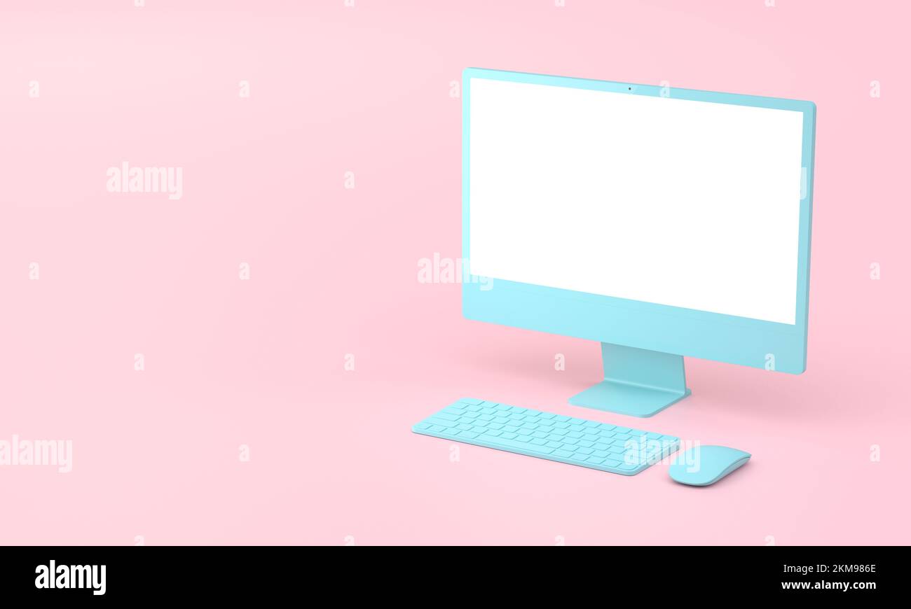 Isolated 3D Computer. 3D Illustration Stock Photo - Alamy