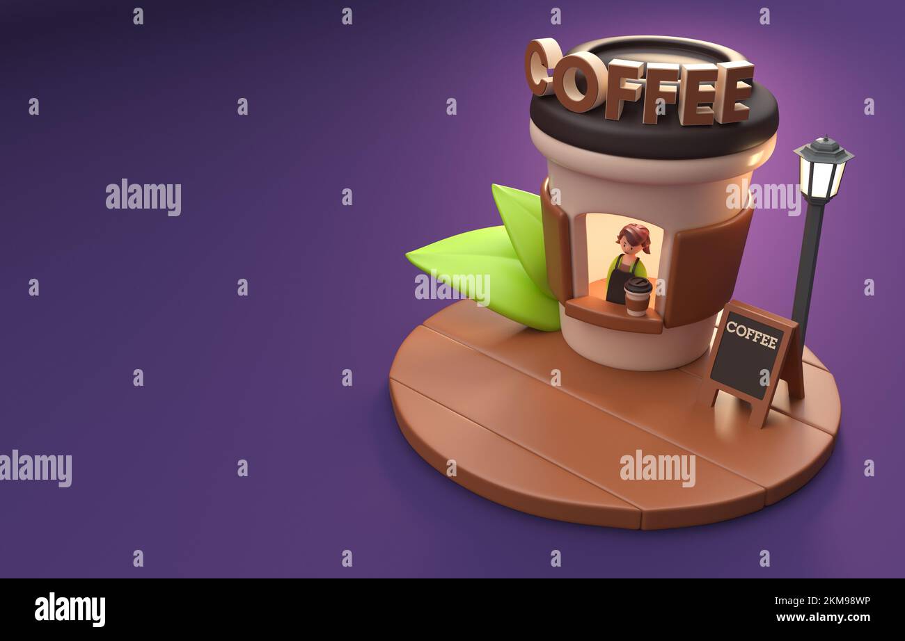 Isolated Coffee Shop. 3D Illustration Stock Photo - Alamy