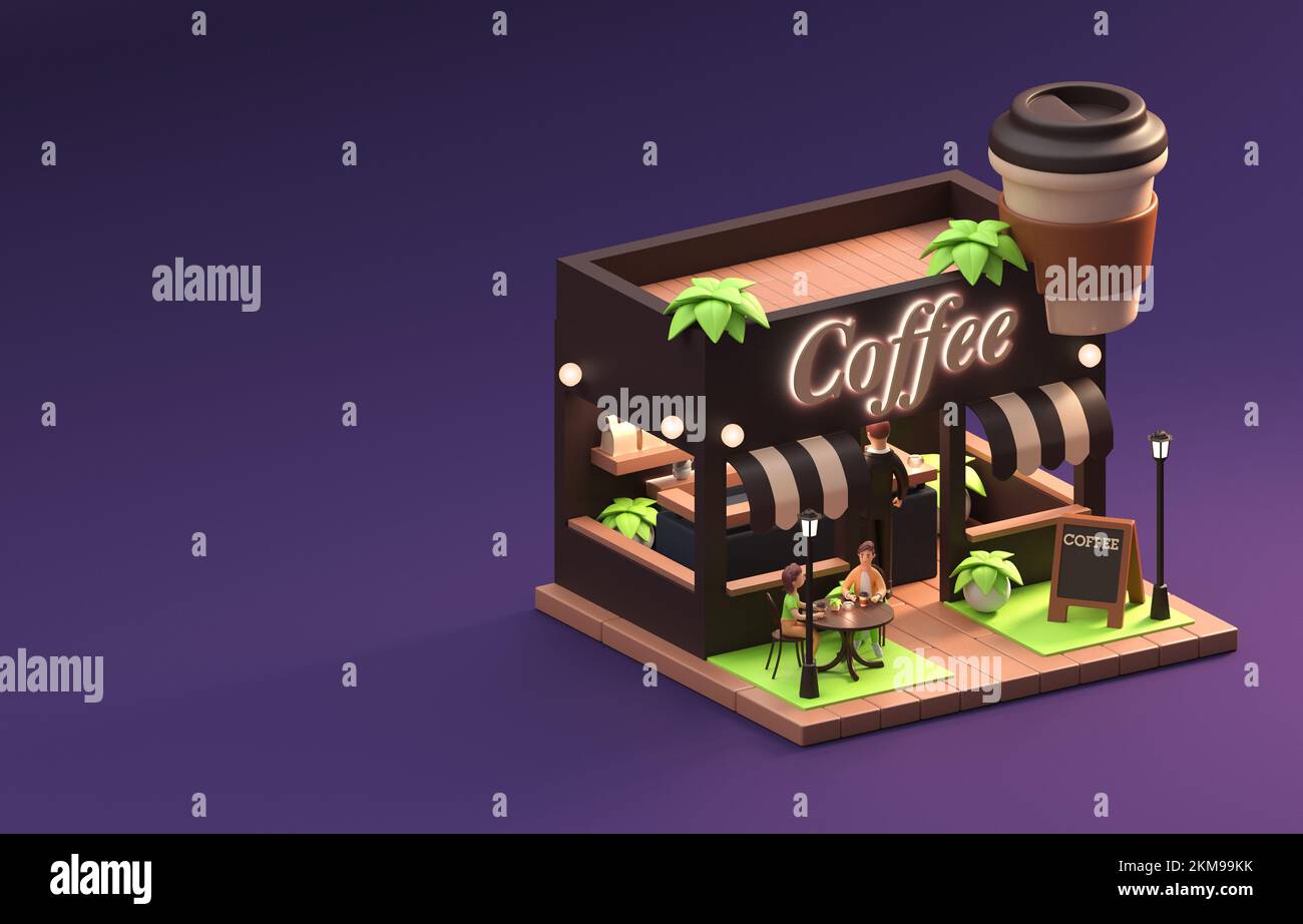 Isolated Coffee Shop. 3D Illustration Stock Photo - Alamy