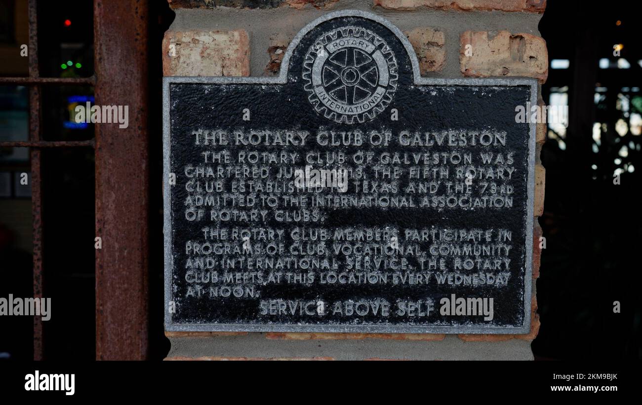 The Rotary Club of Galveston information board - GALVESTON, UNITED ...