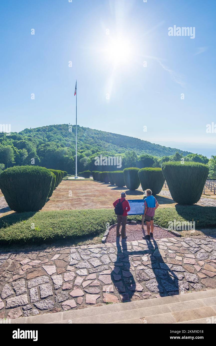 Vosges (Vogesen) Mountains: French flag at Hartmannswillerkopf (Vieil ...
