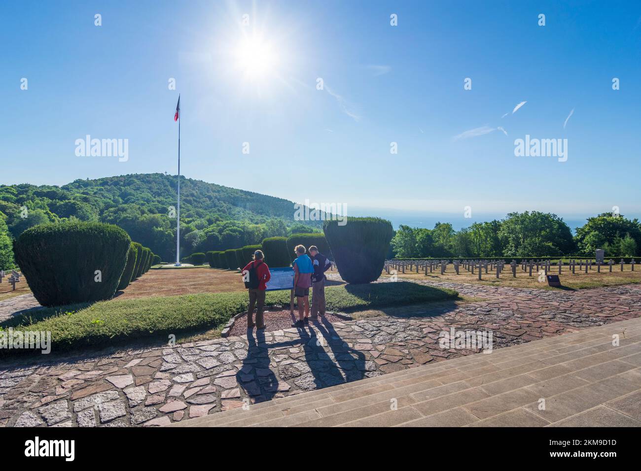 Vosges (Vogesen) Mountains: French flag at Hartmannswillerkopf (Vieil ...