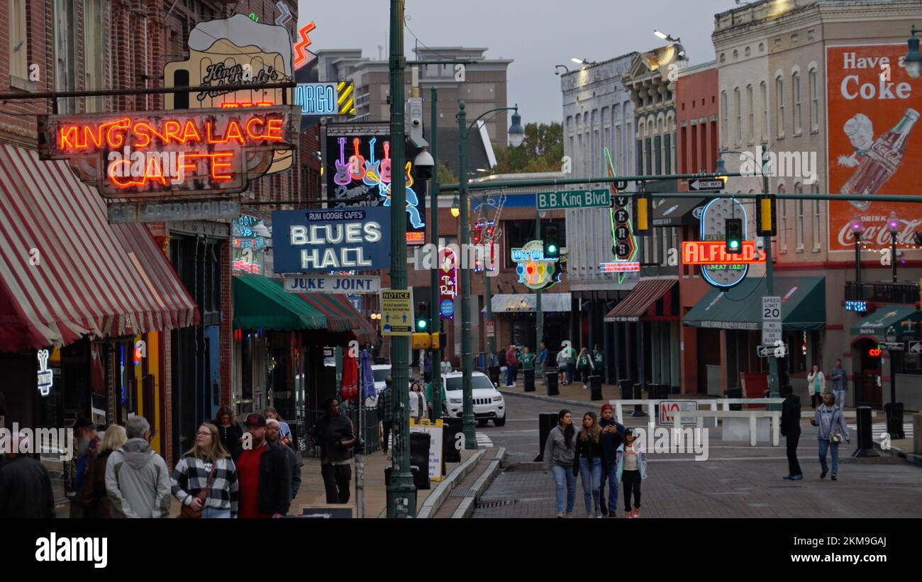 Famous Beale Street in Memphis- the home of Blues and Rock Music ...
