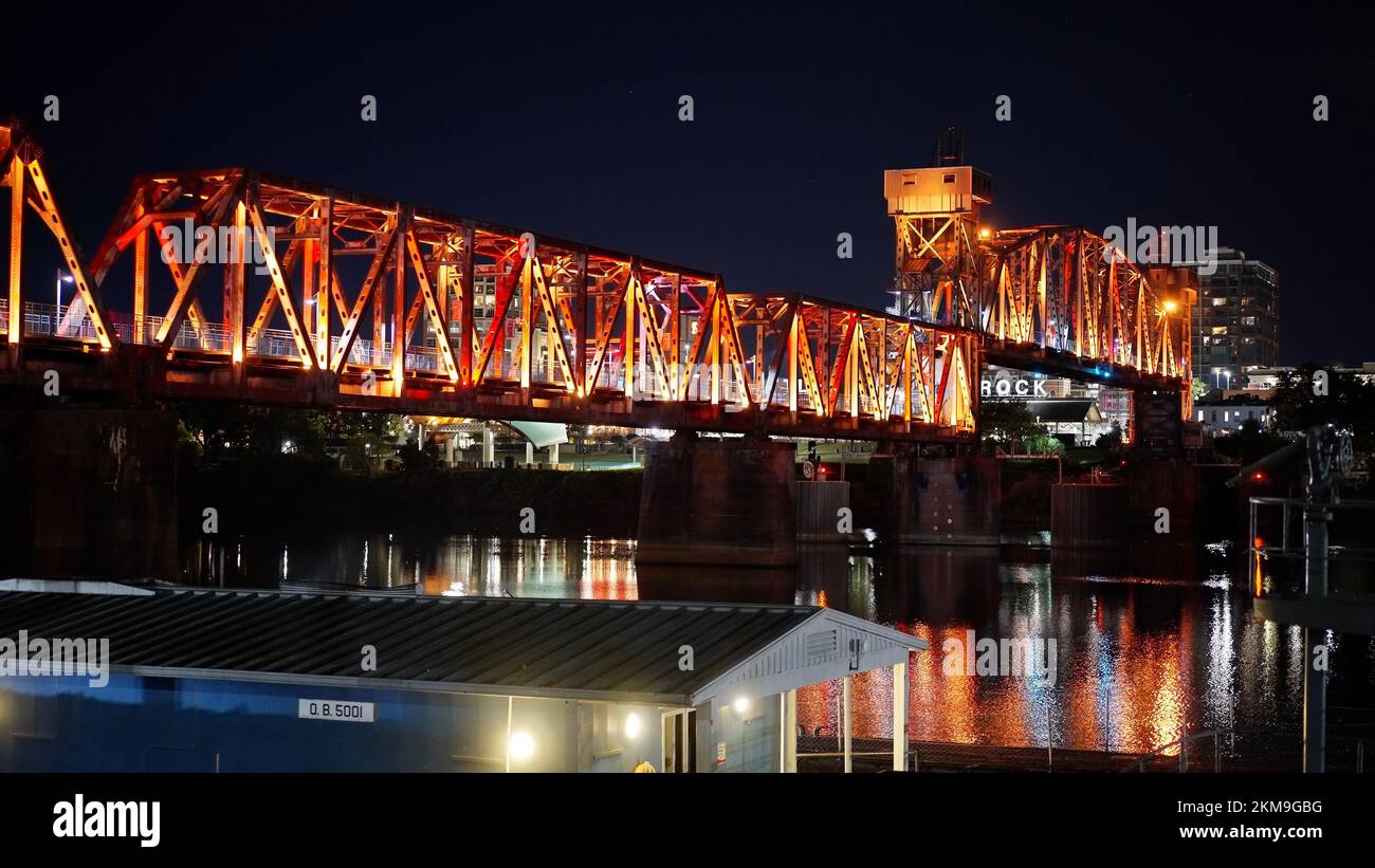Junction Bridge in Little Rock illuminated at night - LITTLE ROCK ...