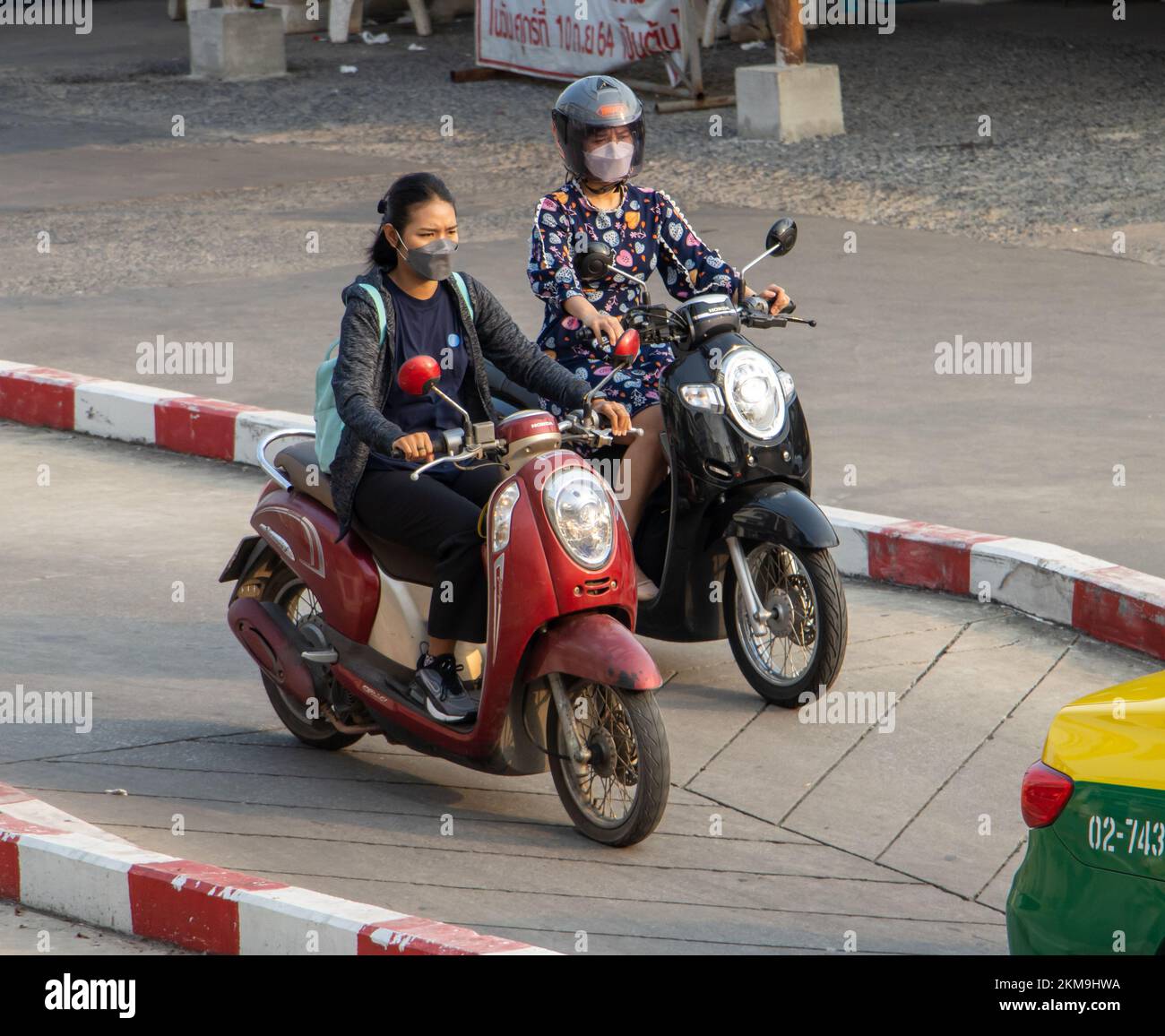 SAMUT PRAKAN, THAILAND, MARCH 02 2022, Women drive motorcycles in ...