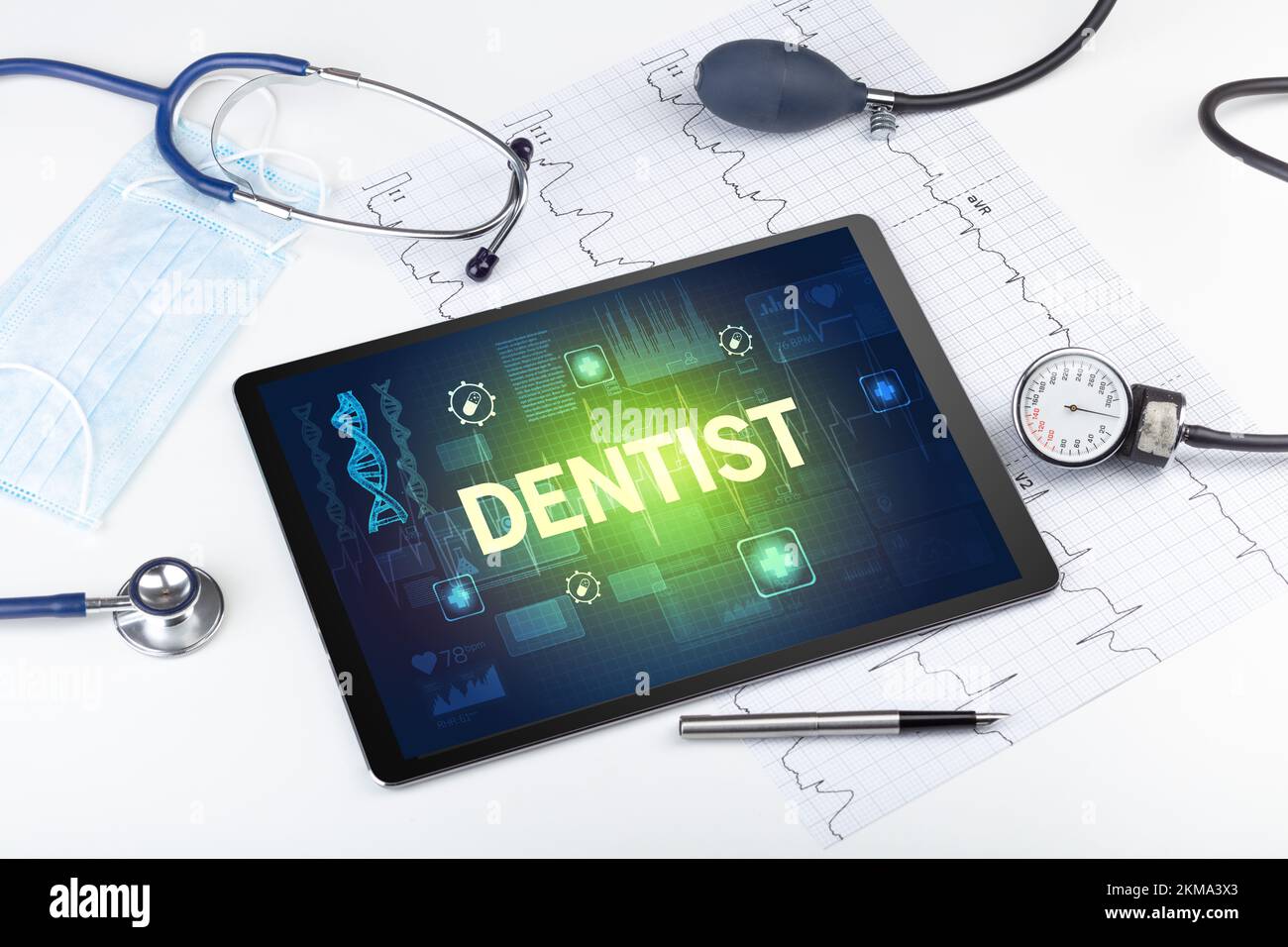 Tablet pc and medical stuff Stock Photo - Alamy