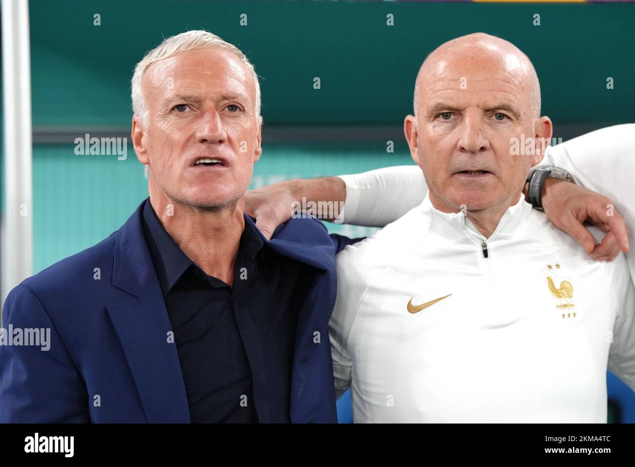 France manager Didier Deschamps (left) on the touchline before the FIFA ...