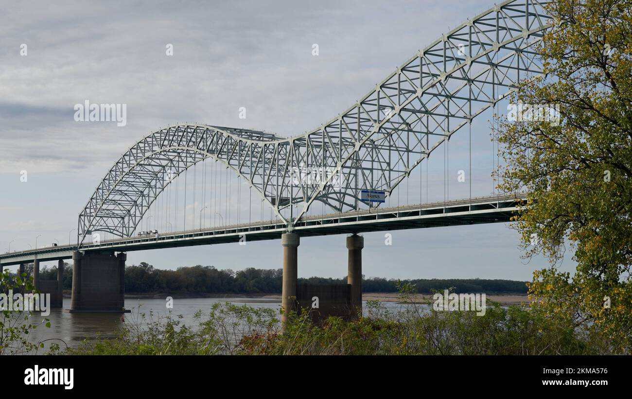 Hernando de Soto Bridge in Memphis over Mississippi River Stock Photo ...