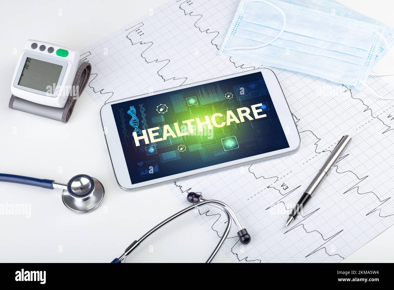 Tablet pc and medical stuff Stock Photo - Alamy