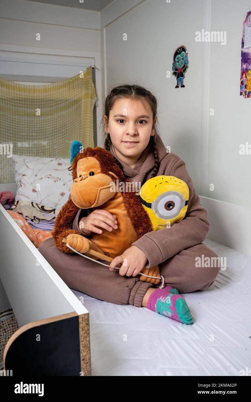 Internally displaced people and animals inside a modular town in Lviv ...