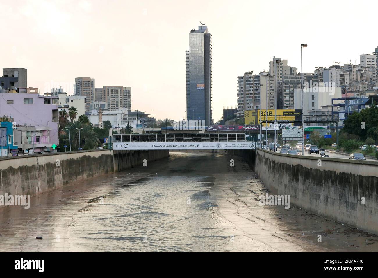 Beirut, Lebanon. 25th Nov, 2022. A shot of polluted Beirut river in ...