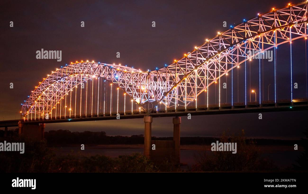 Hernando de Soto Bridge in Memphis over Mississippi River Stock Photo ...
