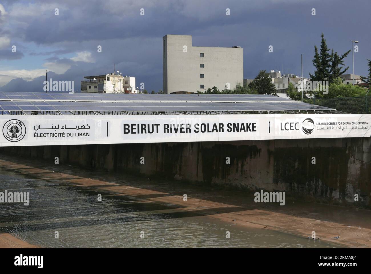 Beirut, Lebanon. 25th Nov, 2022. Solar panels installed on Beirut river ...
