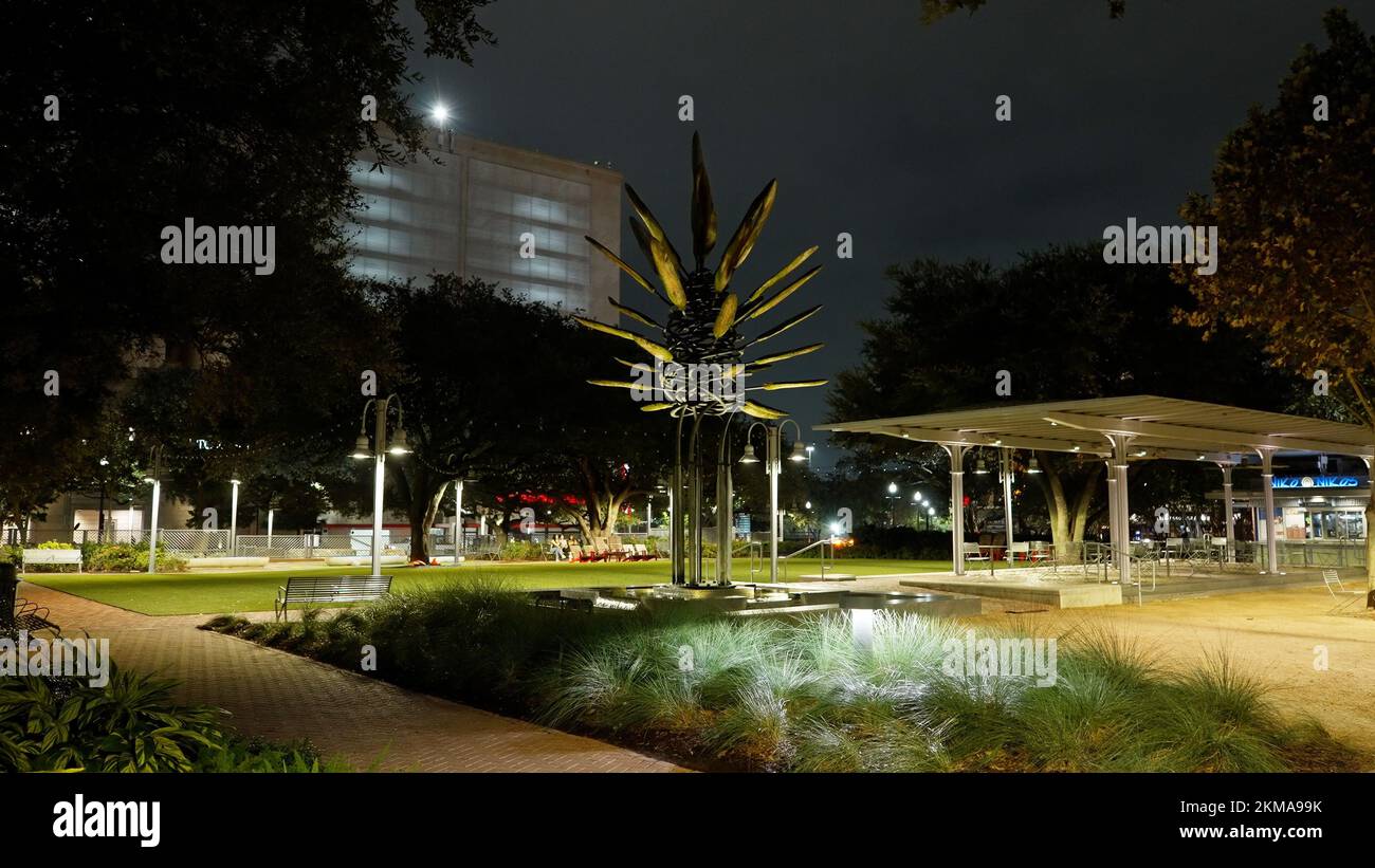 Market Square Park in Houston Downtown at night - HOUSTON, UNITED ...