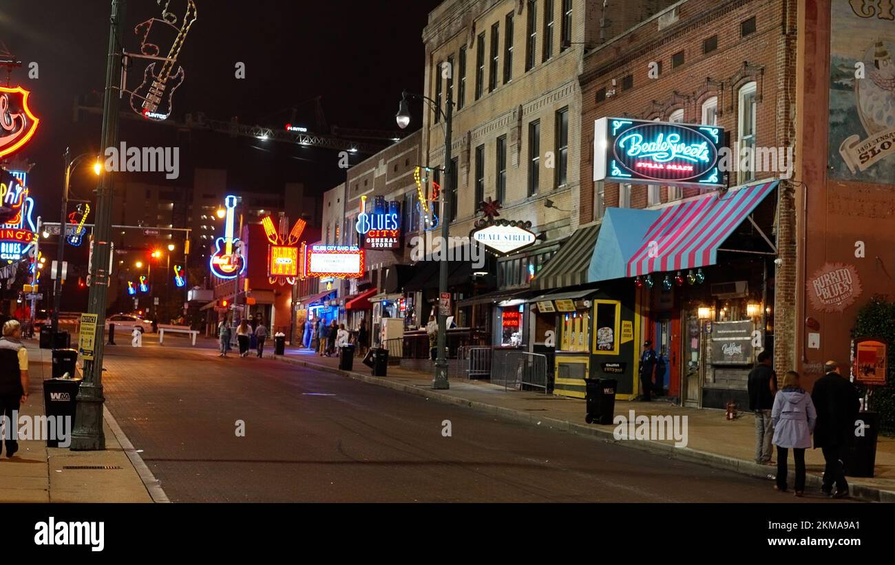 Beale Street in Memphis - the home of Blues and Rock Music and a ...