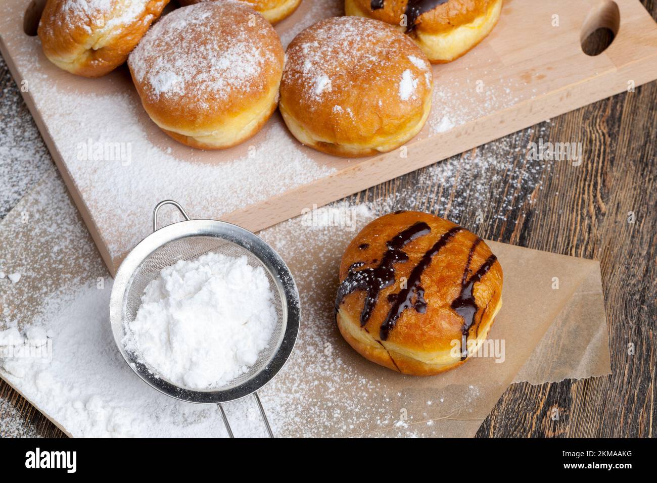 fried in oil Berlin donuts with stuffing, dessert of delicious and ...