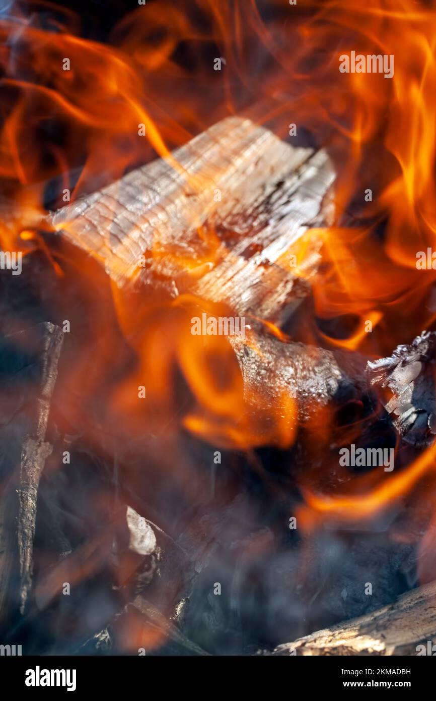 dry firewood in the fire to get fire, dry logs burning in the fire from ...