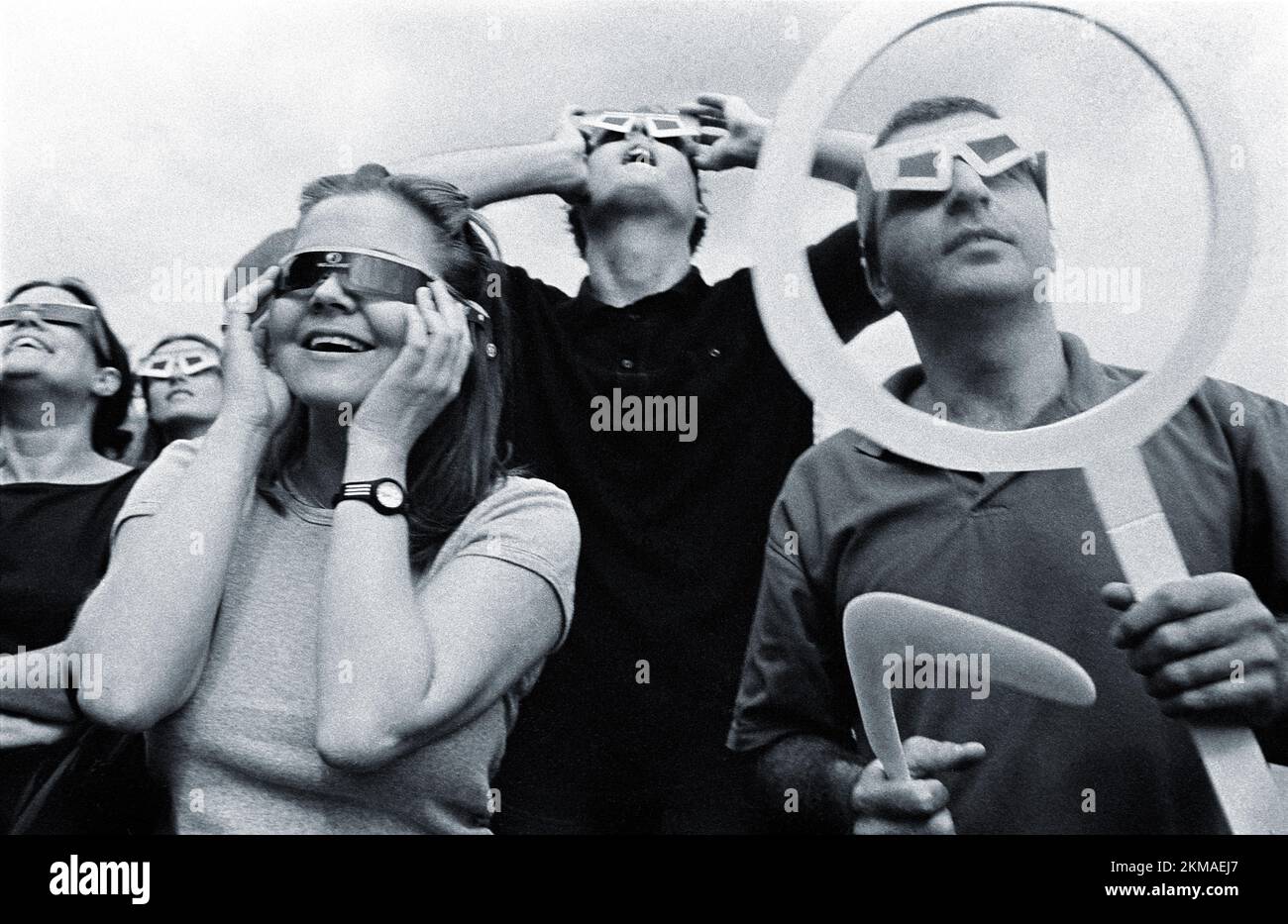 Solar eclipse watchers, London, 11th August 1999 Stock Photo - Alamy