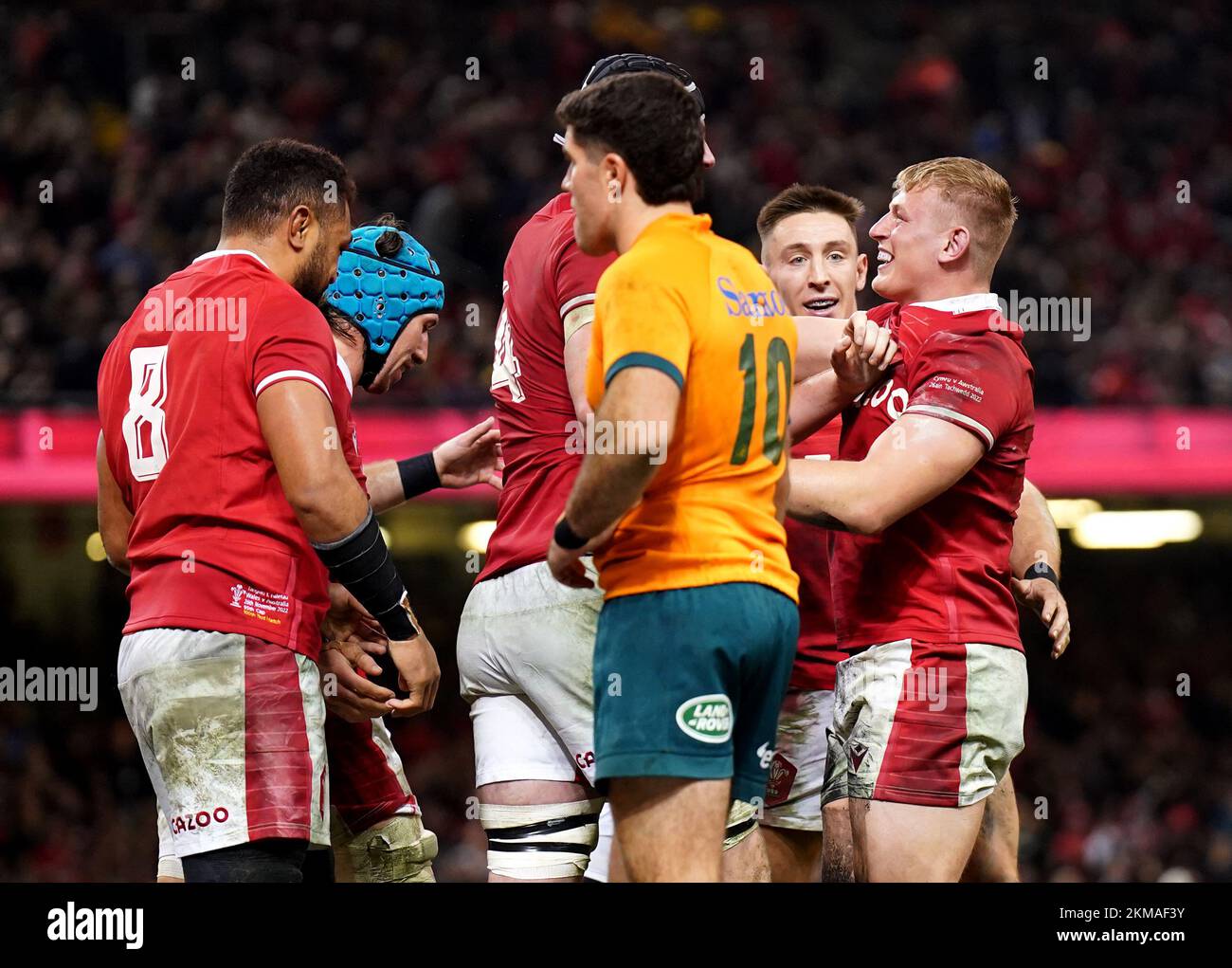 Wales' Jac Morgan celebrates score his sides third try during the ...