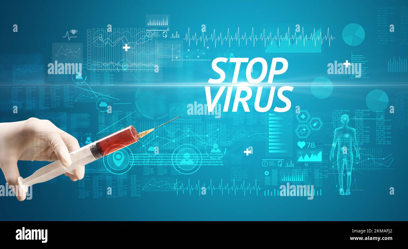 Syringe needle with virus vaccine Stock Photo - Alamy