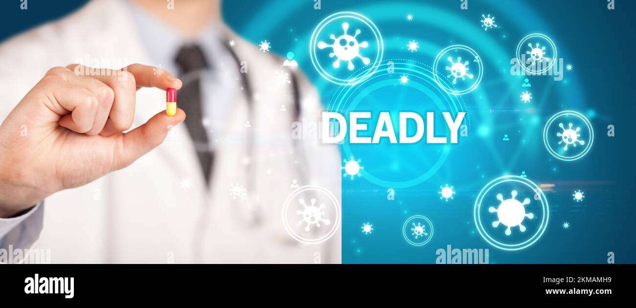 Doctor giving pill, virus concept Stock Photo - Alamy