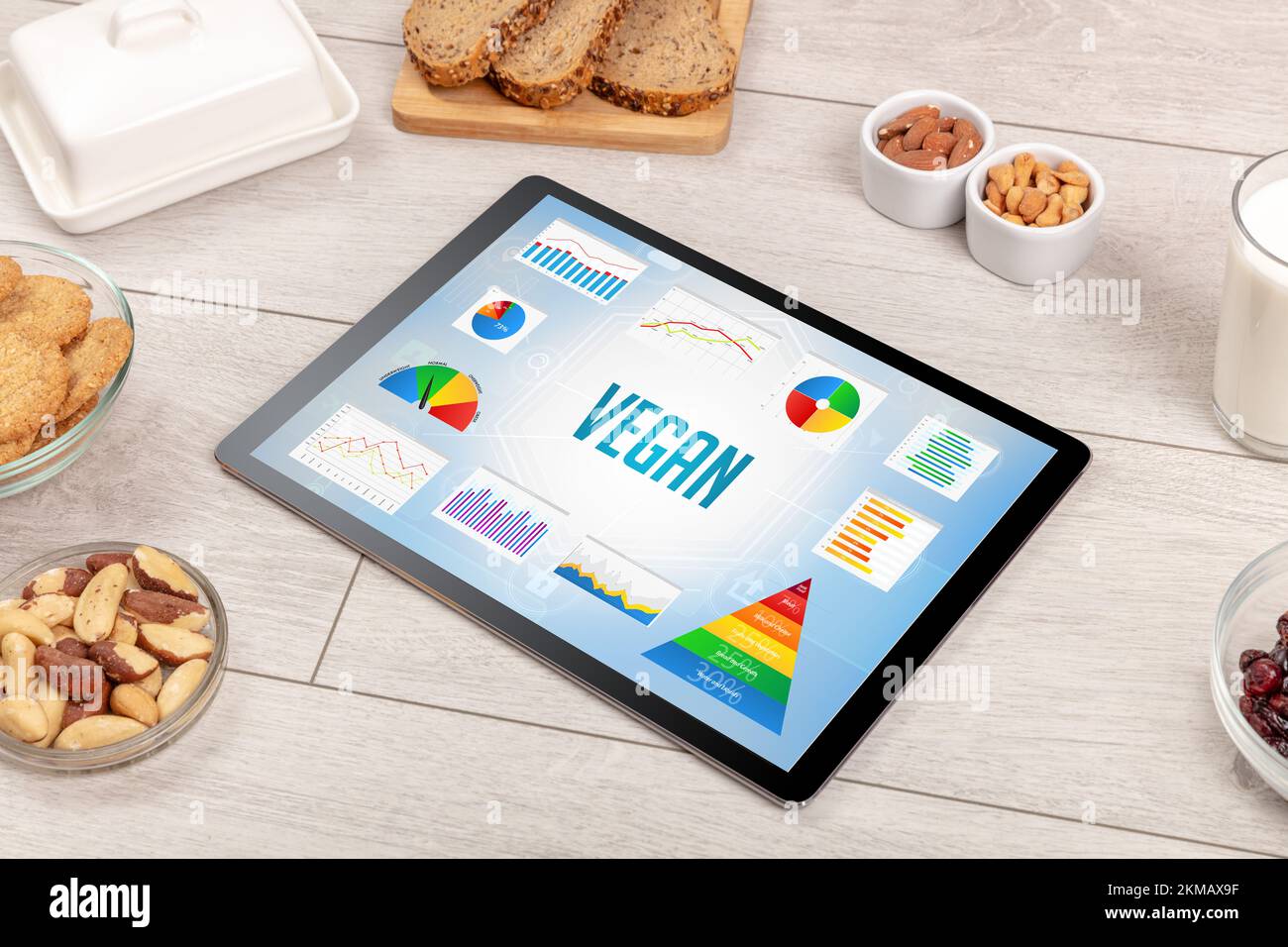 Organic food and tablet pc Stock Photo - Alamy