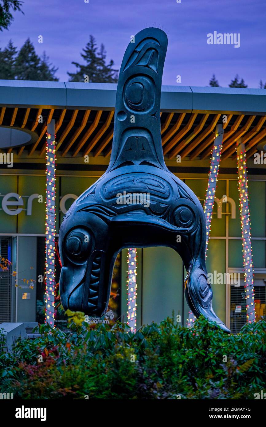 Bill Reid's bronze orca sculpture “Chief of the Undersea World” outside ...