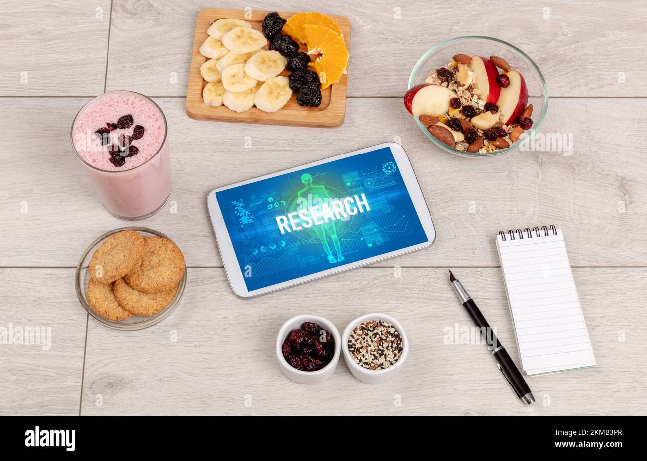 Tablet Pc with fruits, medical concept Stock Photo - Alamy