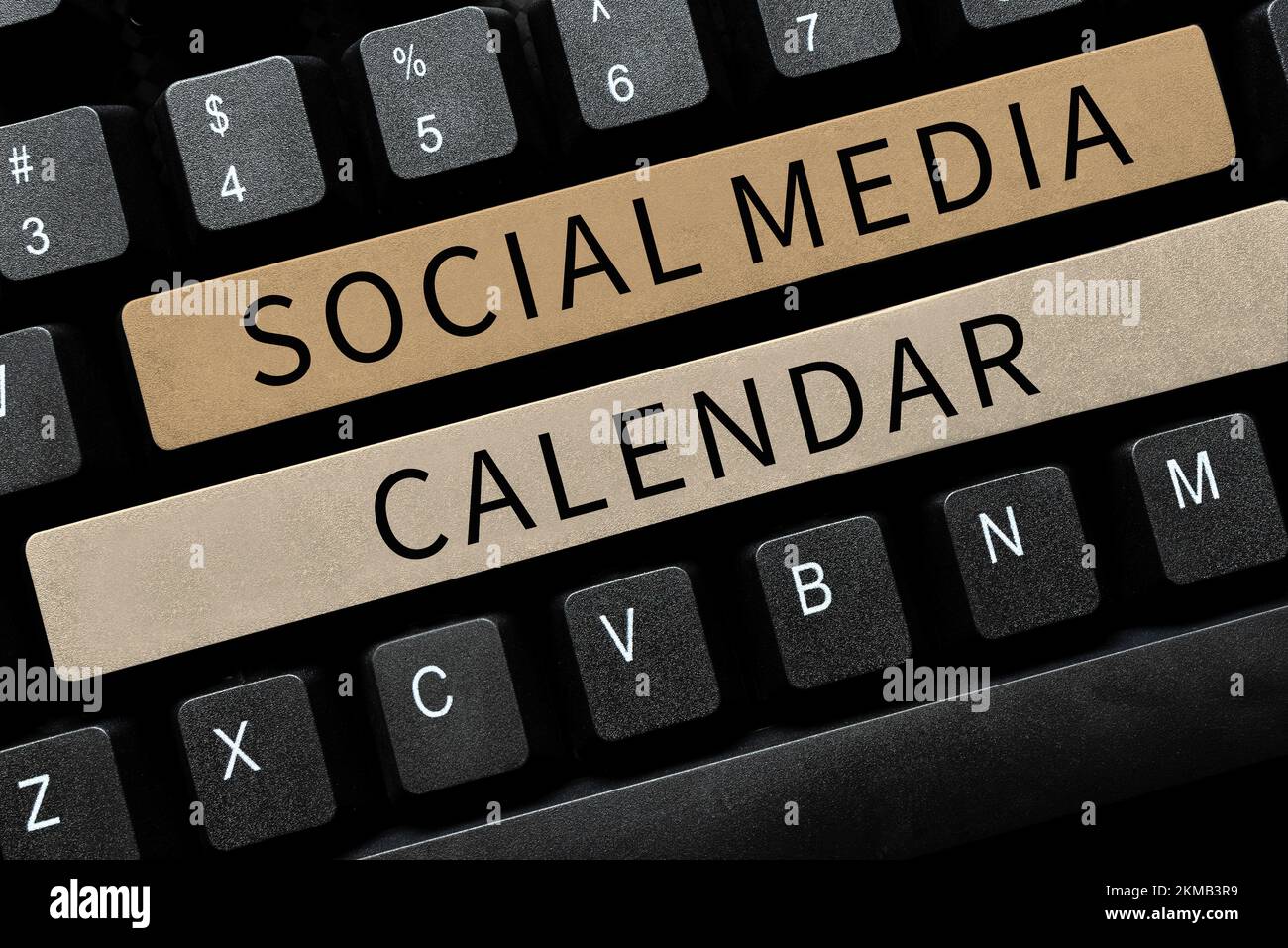 Text showing inspiration Social Media Calendar. Business overview apps ...