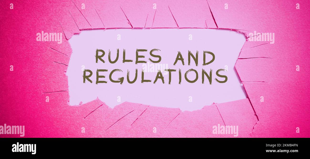 Text caption presenting Rules And Regulations. Word Written on ... Text caption presenting Rules And Regulations. Word Written on ...