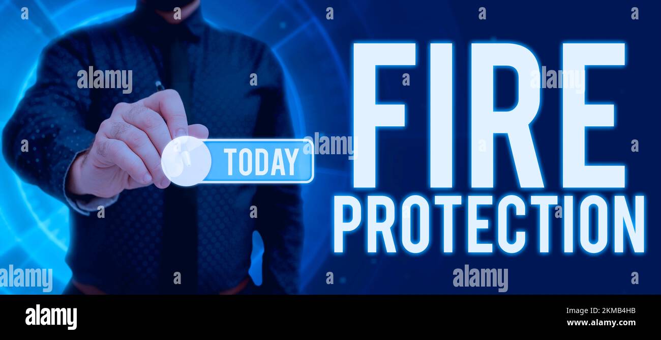 Inspiration showing sign Fire Protection. Word Written on measures ...