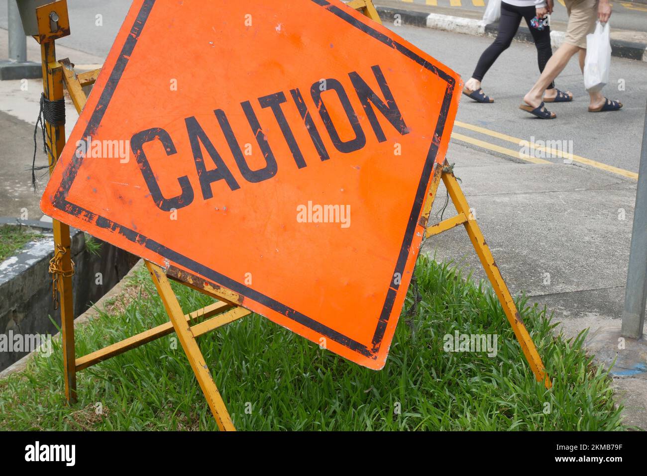 Works Ahead sign on street in Singapore Stock Photo - Alamy
