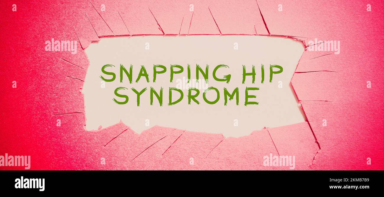 Conceptual display Snapping Hip Syndrome. Concept meaning audible snap ...