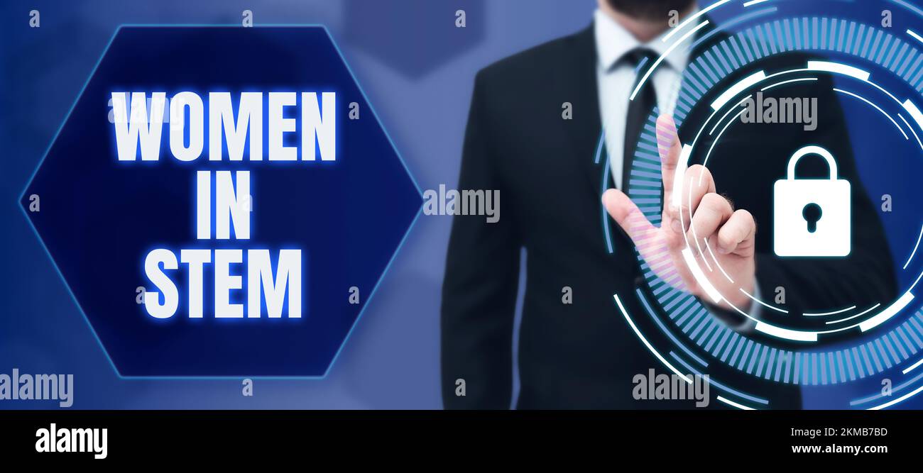 Conceptual caption Women In Stem. Word for Science Technology ...