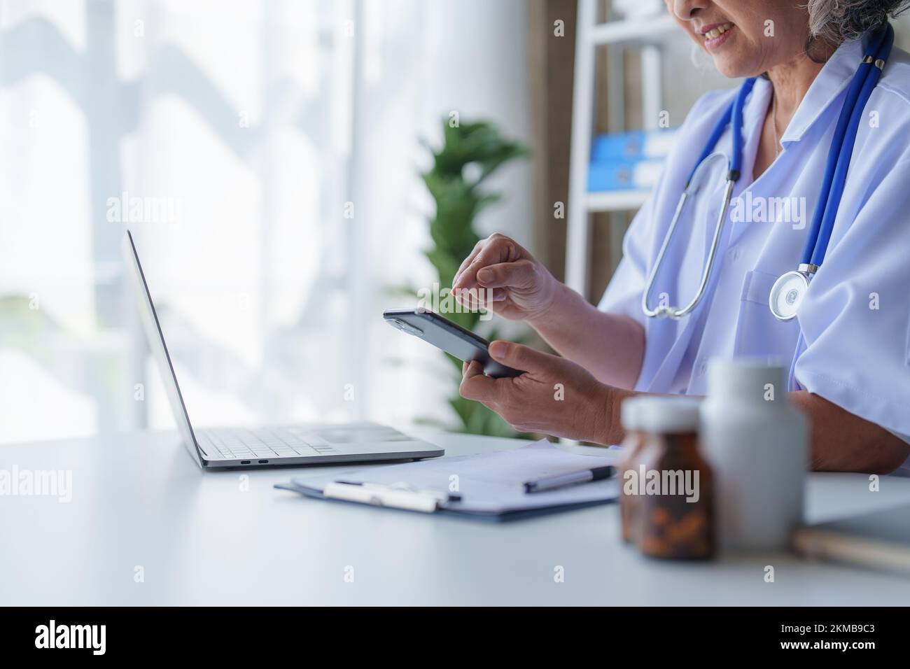 Doctor having conversation with patient while discussing explaining ...