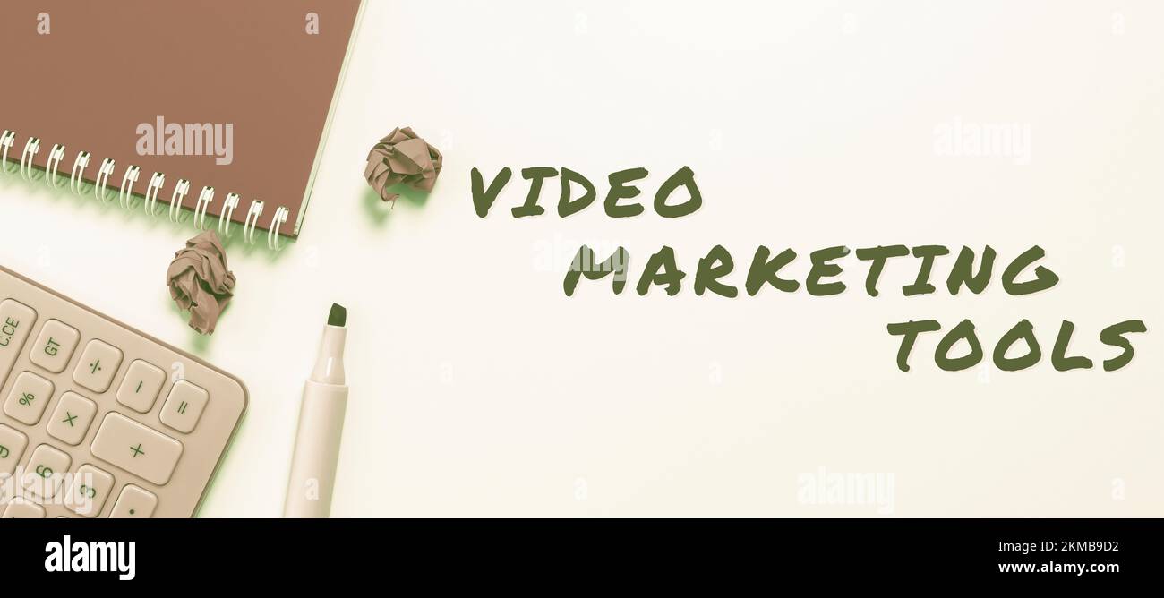 Text sign showing Video Marketing Tools. Business overview Technique ...
