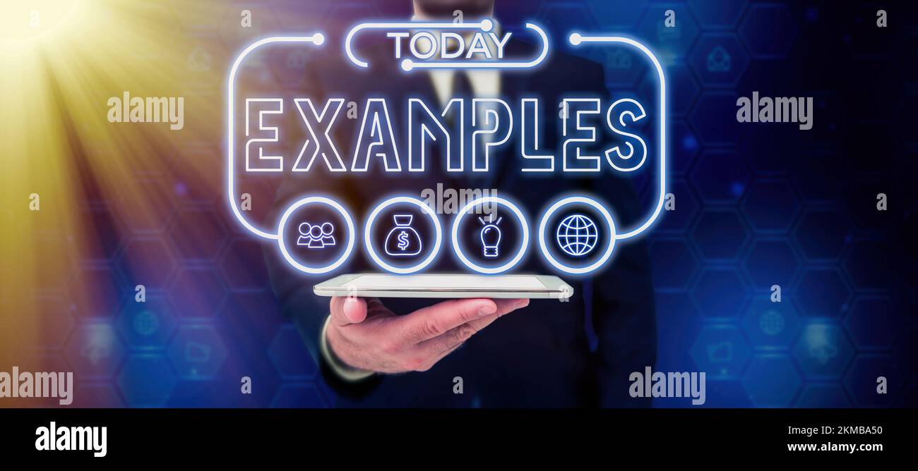 Text caption presenting Examples. Business showcase photo Sample Model ...