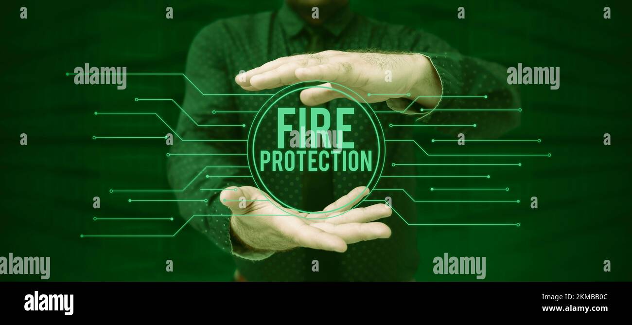 Inspiration showing sign Fire Protection. Internet Concept measures ...
