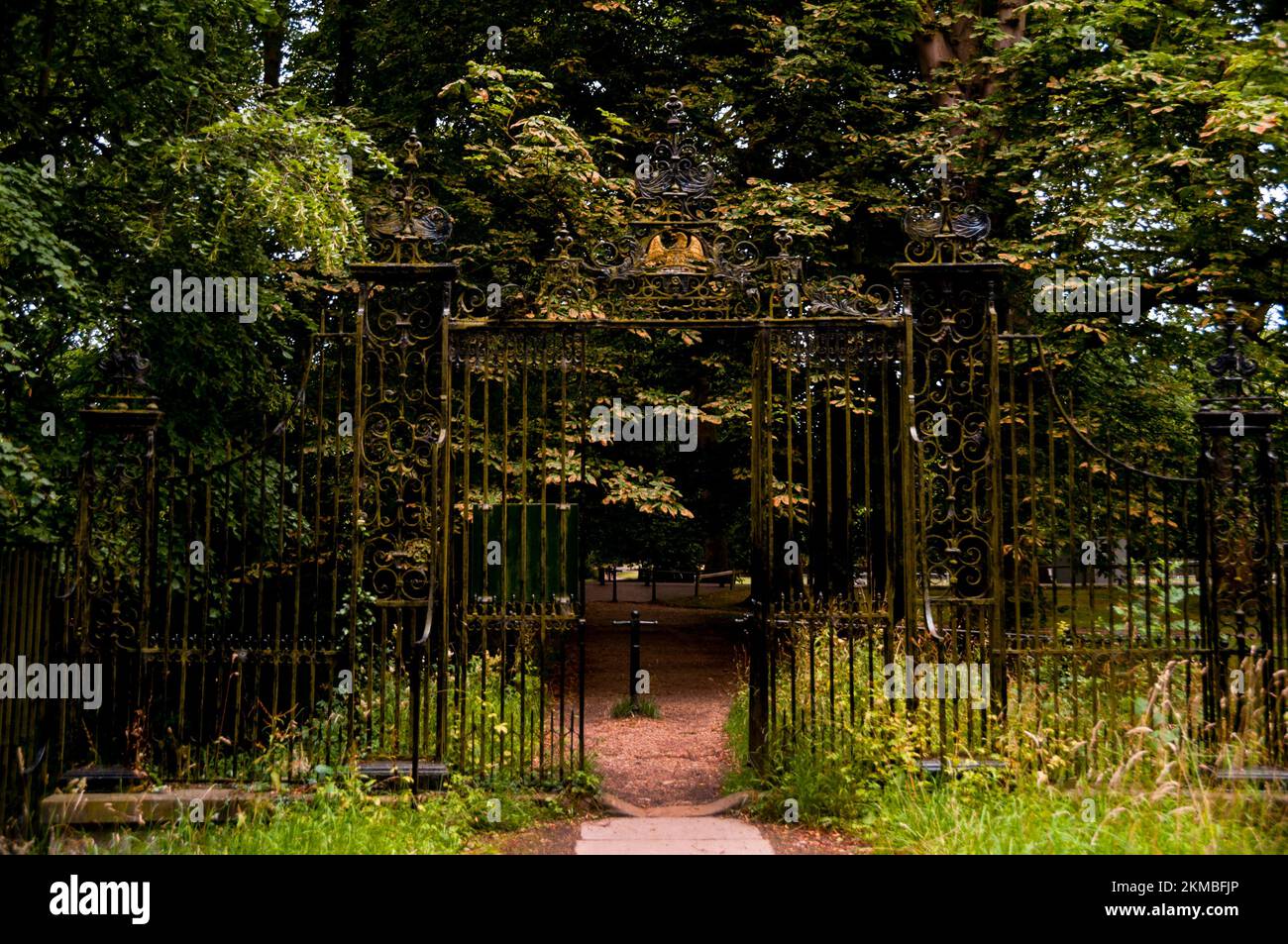 Wrought iron gate to The Cambridge Backs public paths in the university ...