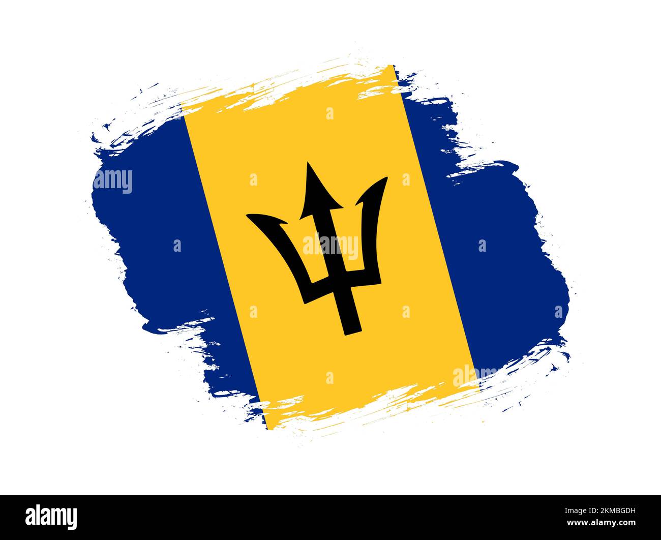 Stroke brush textured flag of barbados on white background Stock Photo ...