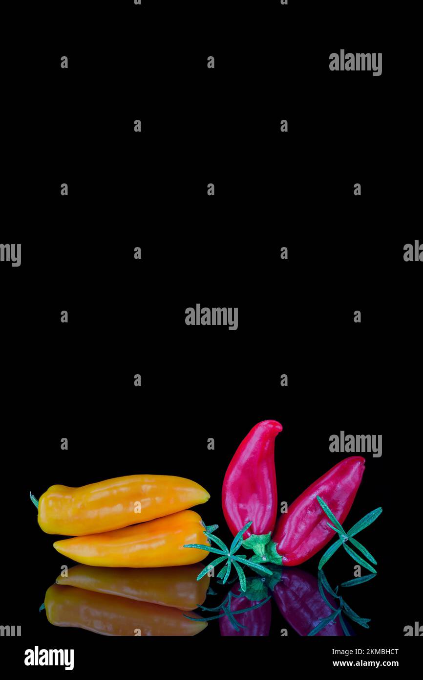 photo of fruit and vegetables on black background Stock Photo - Alamy