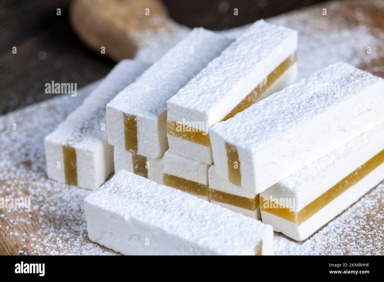 white sweet Turkish delight with lemon flavor and a layer of lemon ...